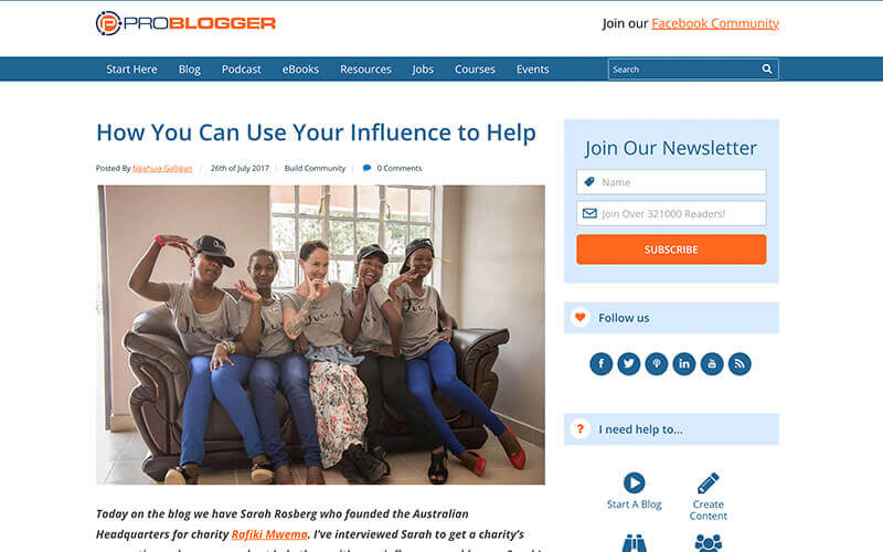 How to Use Your Influence to Help ProBlogger | Rafiki Mwema
